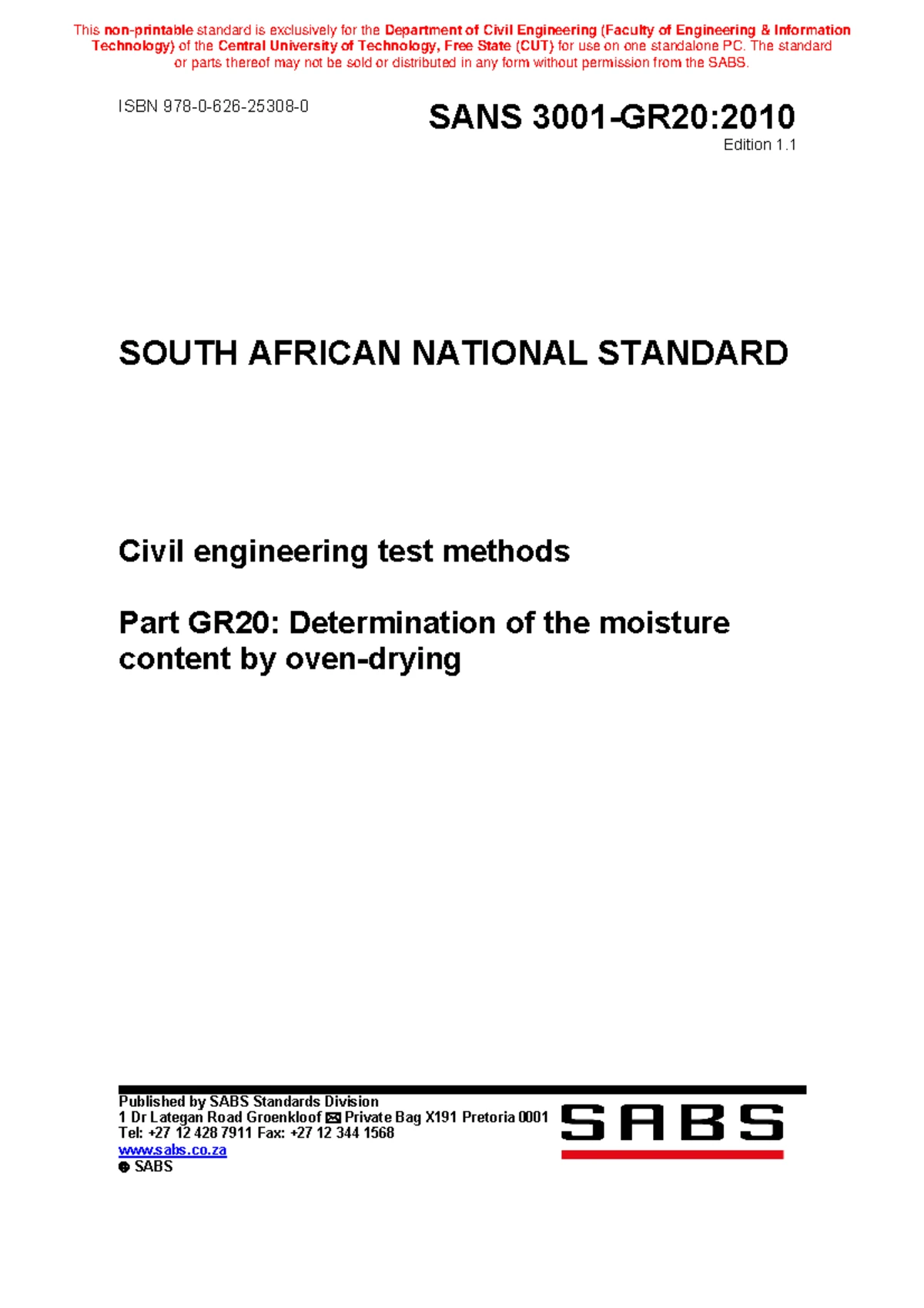 SANS3001-GR30 - NOTES - ISBN 978-0-626-31234- SANS 3001-GR30: Edition 1 ...