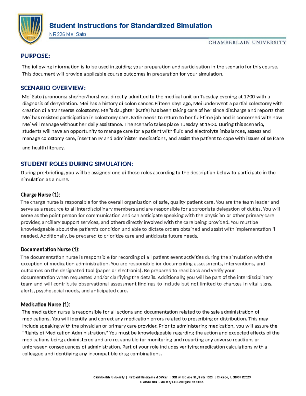 NR226 Mei Sato Pre-work simulation lab - NR 226 Mei Sato PURPOSE: The following information is ...