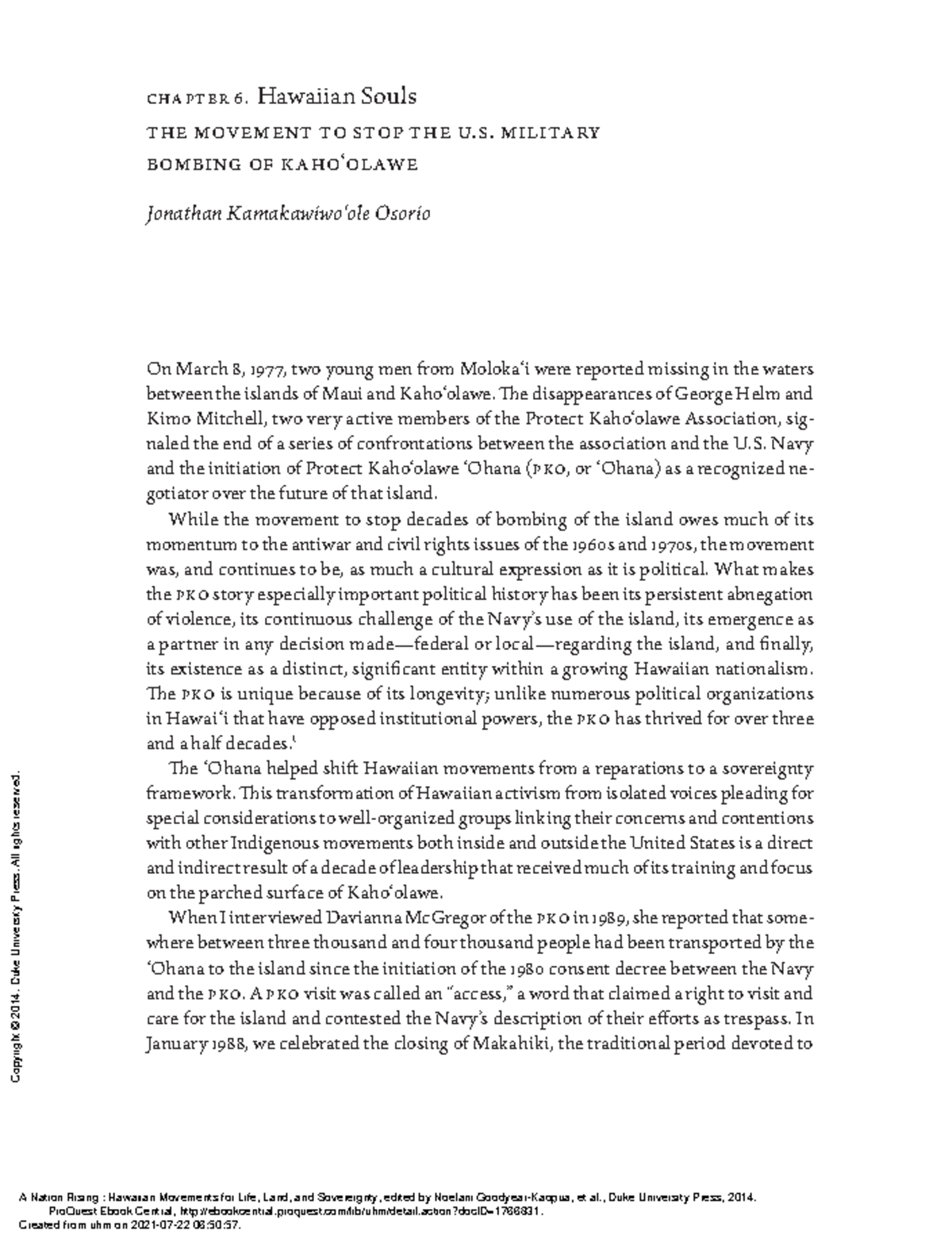 Kahoʻolawe Activism: The Rise of the Protect Kahoʻolawe ʻOhana Movement ...