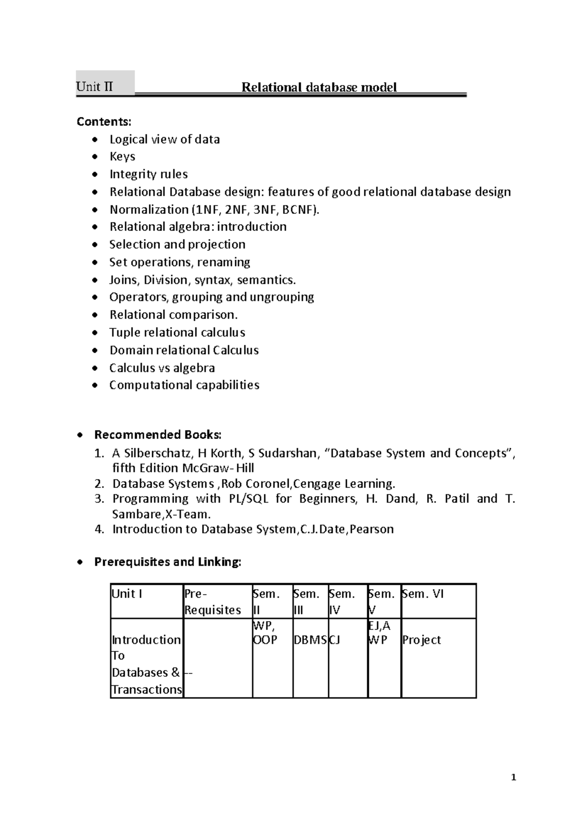 Unit 2 Digital Notes DBMS: Relational Models & Normalization Concepts ...