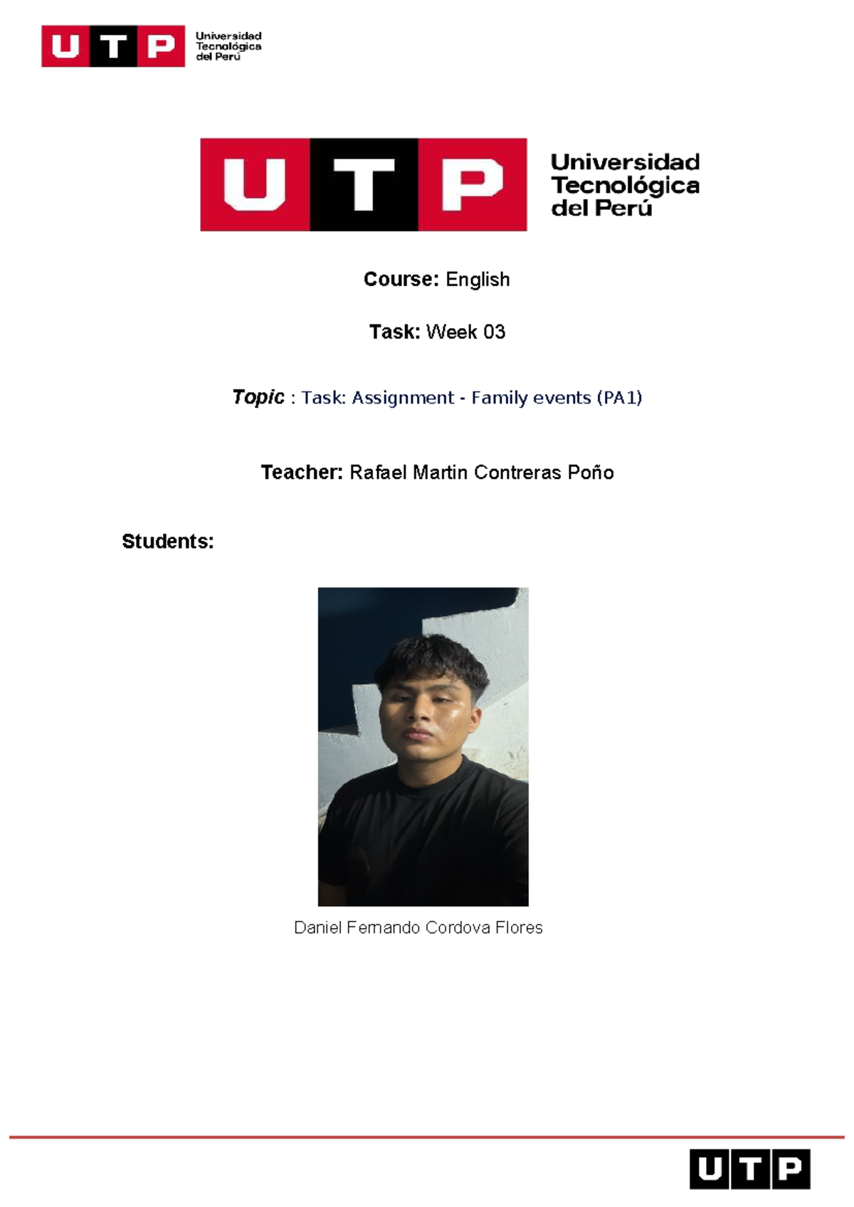 English PA1 Assignment: Family Events Dialogue (Week 03) - Studocu