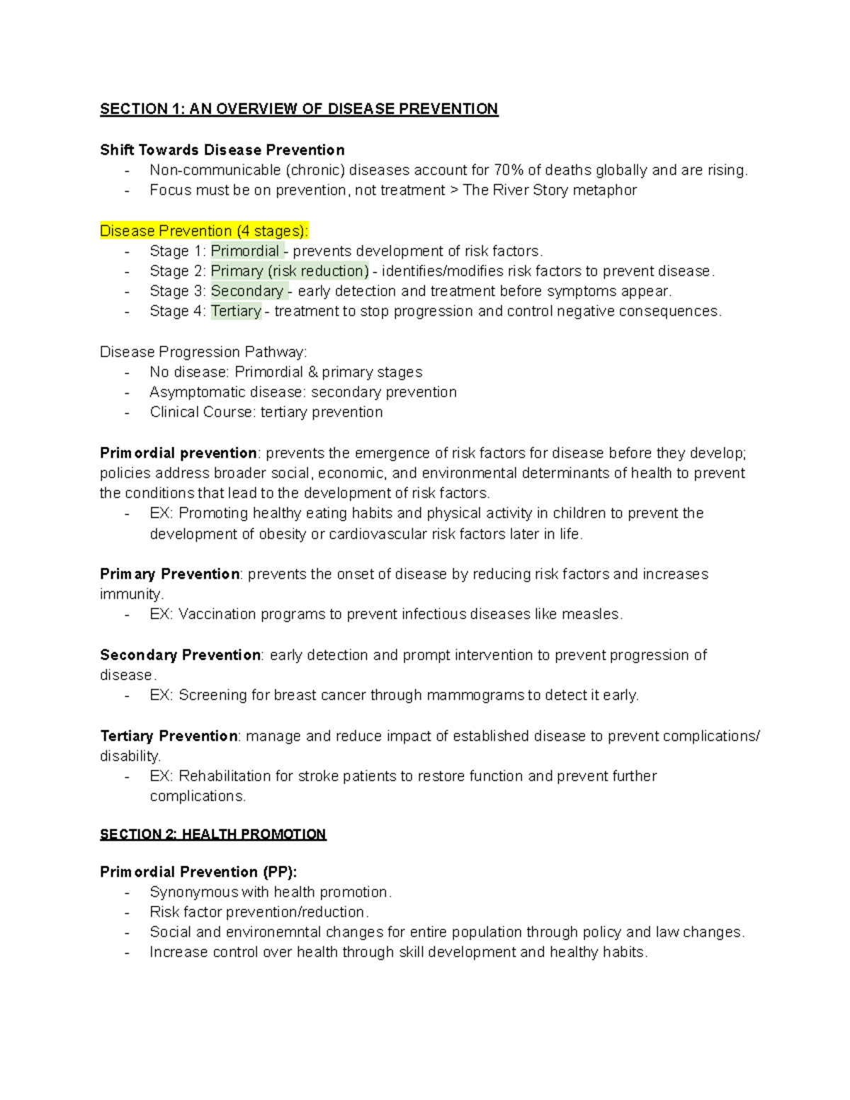 GLPH 271 Module 5 Notes - SECTION 1: AN OVERVIEW OF DISEASE PREVENTION ...
