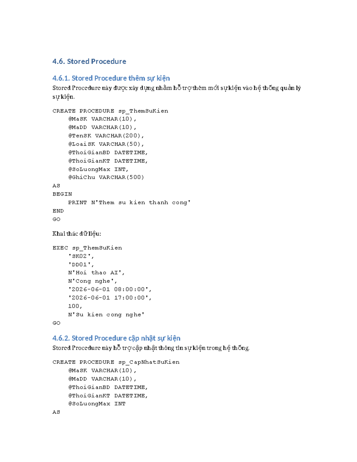 Stored Procedure SQLServer Report: Event Management Functions - Studocu