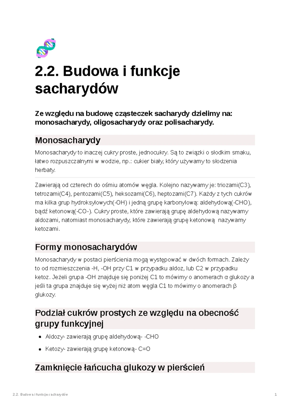 Budowa i funkcje sacharydów w biochemii: Monosacharydy, Oligosacharydy ...