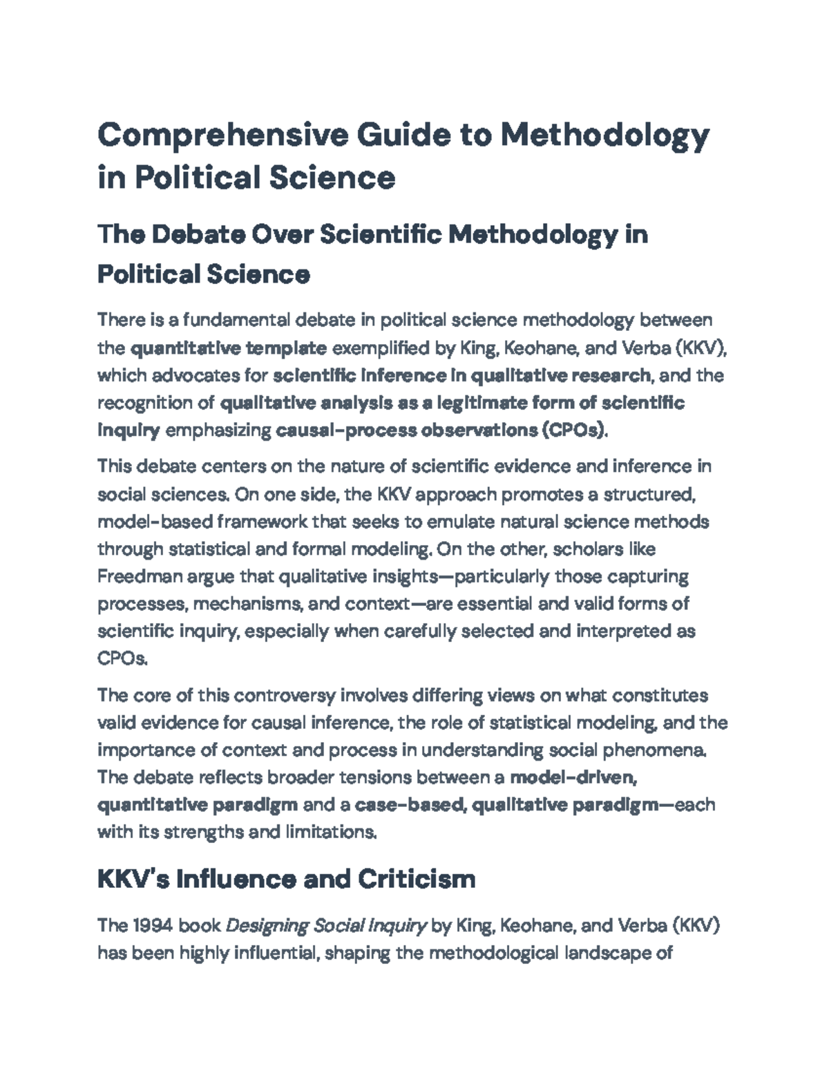 Comprehensive Overview of Methodology Debates in Political Science (KPV ...