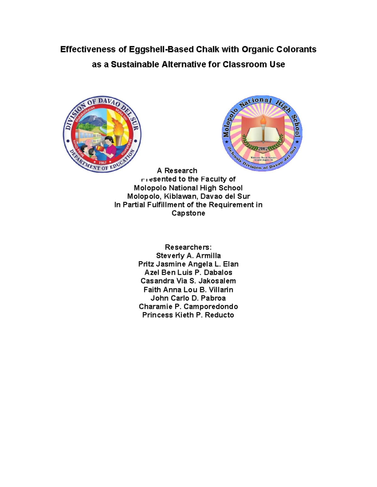 Capstone Project Proposal Group 3 1 - Effectiveness of Eggshell-Based ...