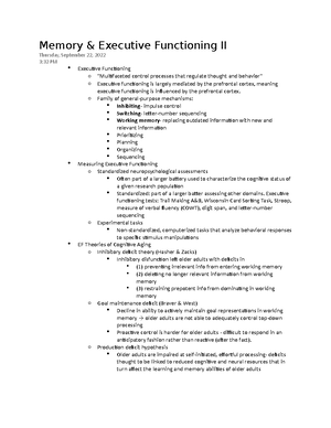 Memory and Executive Functioning - Memory and Executive Functioning ...