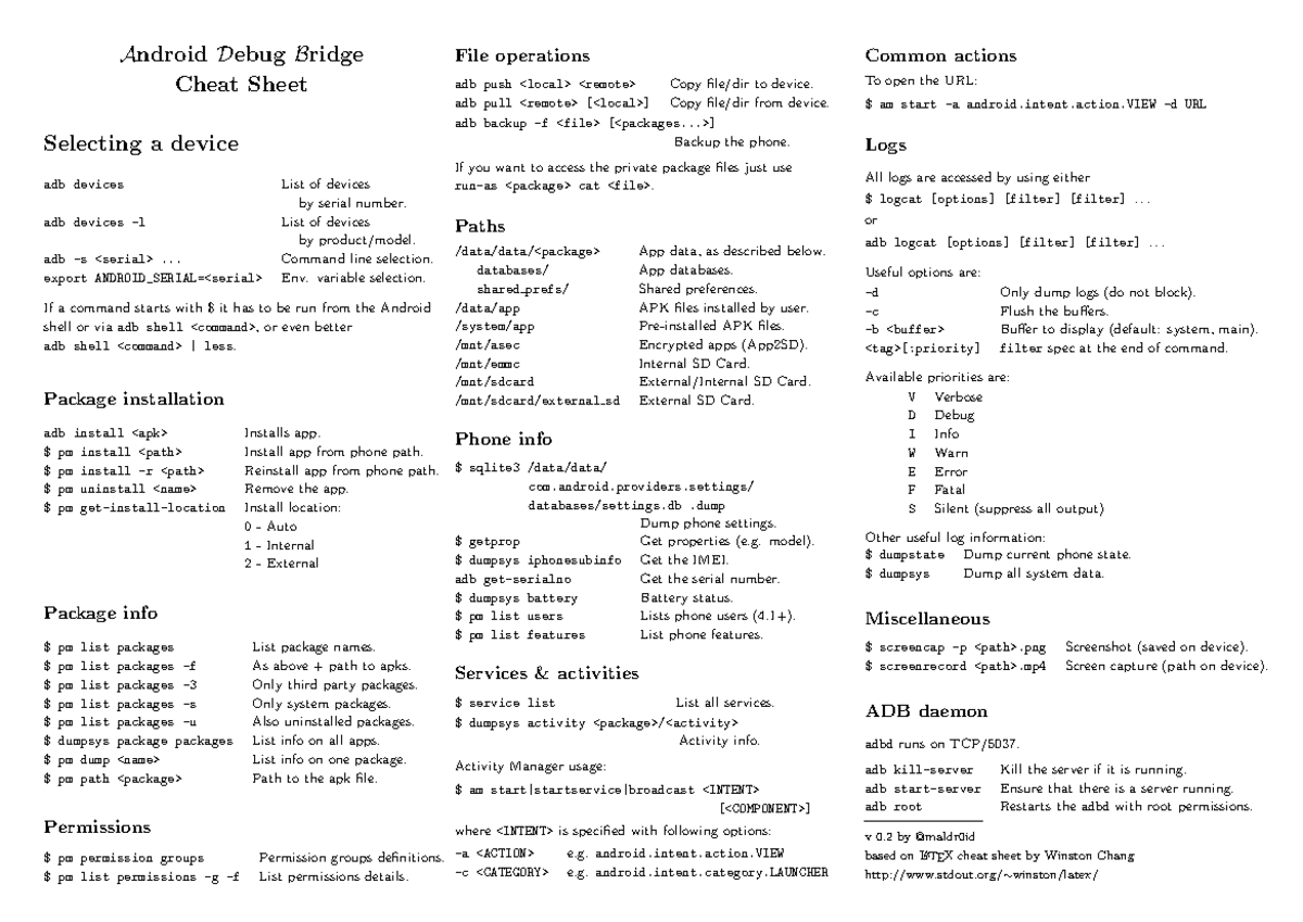 Android Debug Bridge (ADB) Cheat Sheet: File Operations & Commands ...