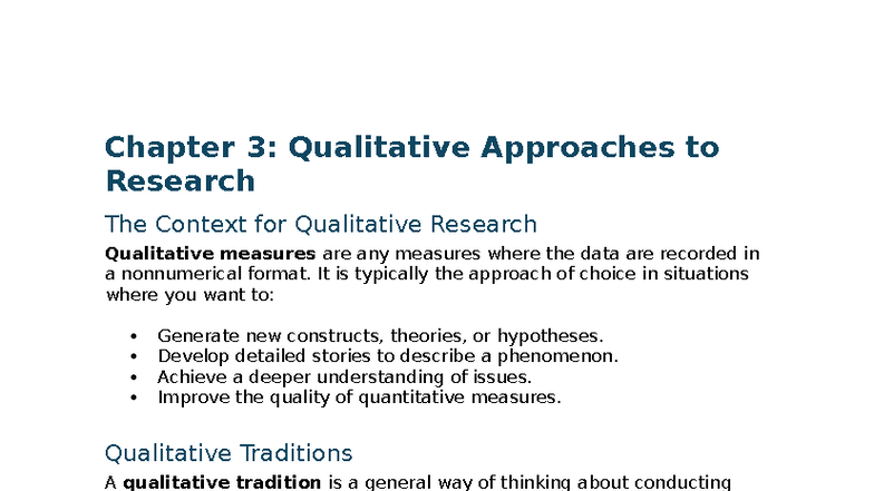 Chapter 3: Qualitative Approaches to Research Insights - Studeersnel