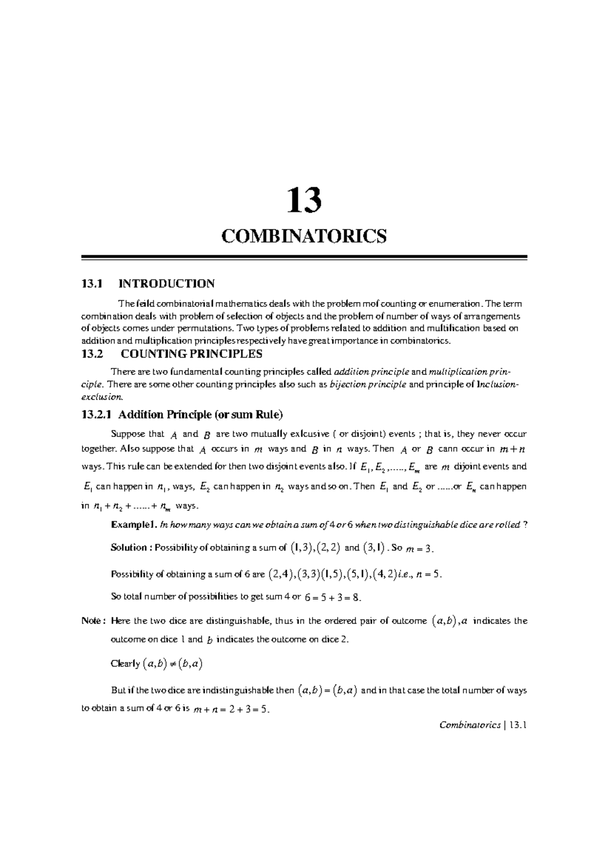 Combinatorics - Chapter 13: Key Concepts & Principles - Studocu
