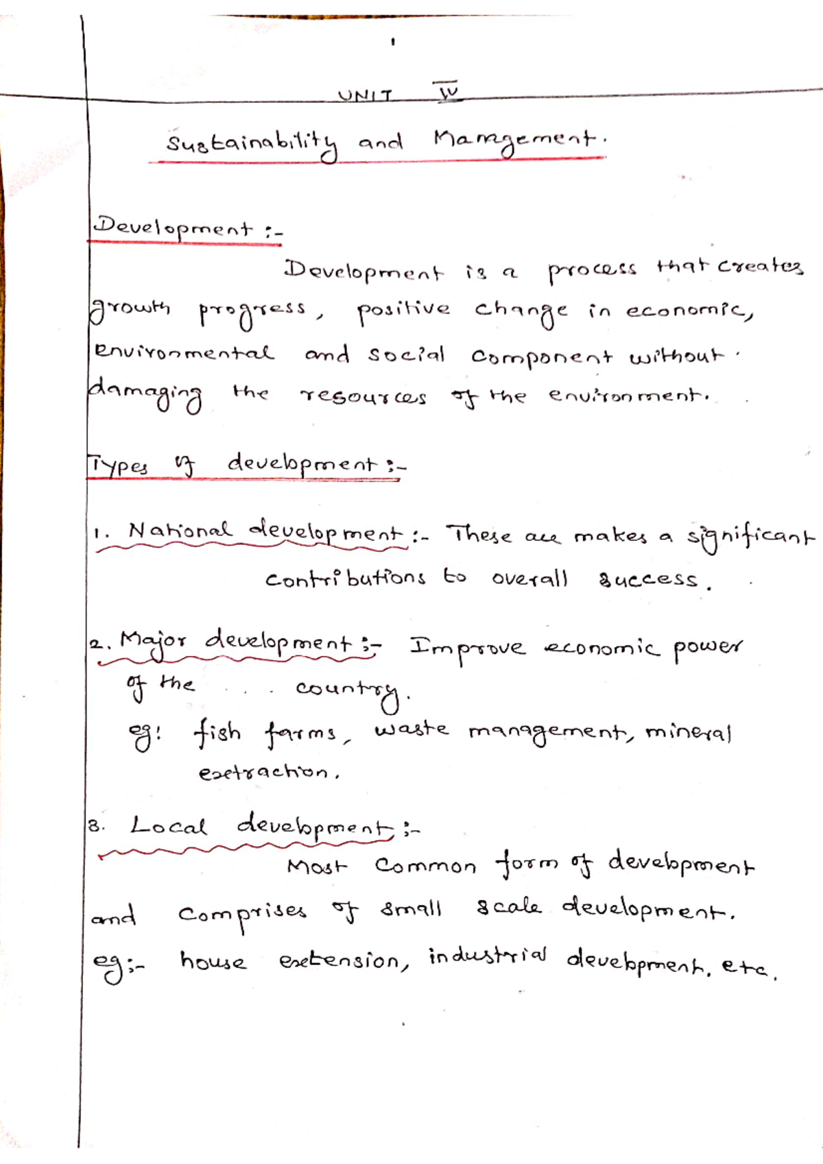 Unit IV: Sustainability and Management Overview - Studocu