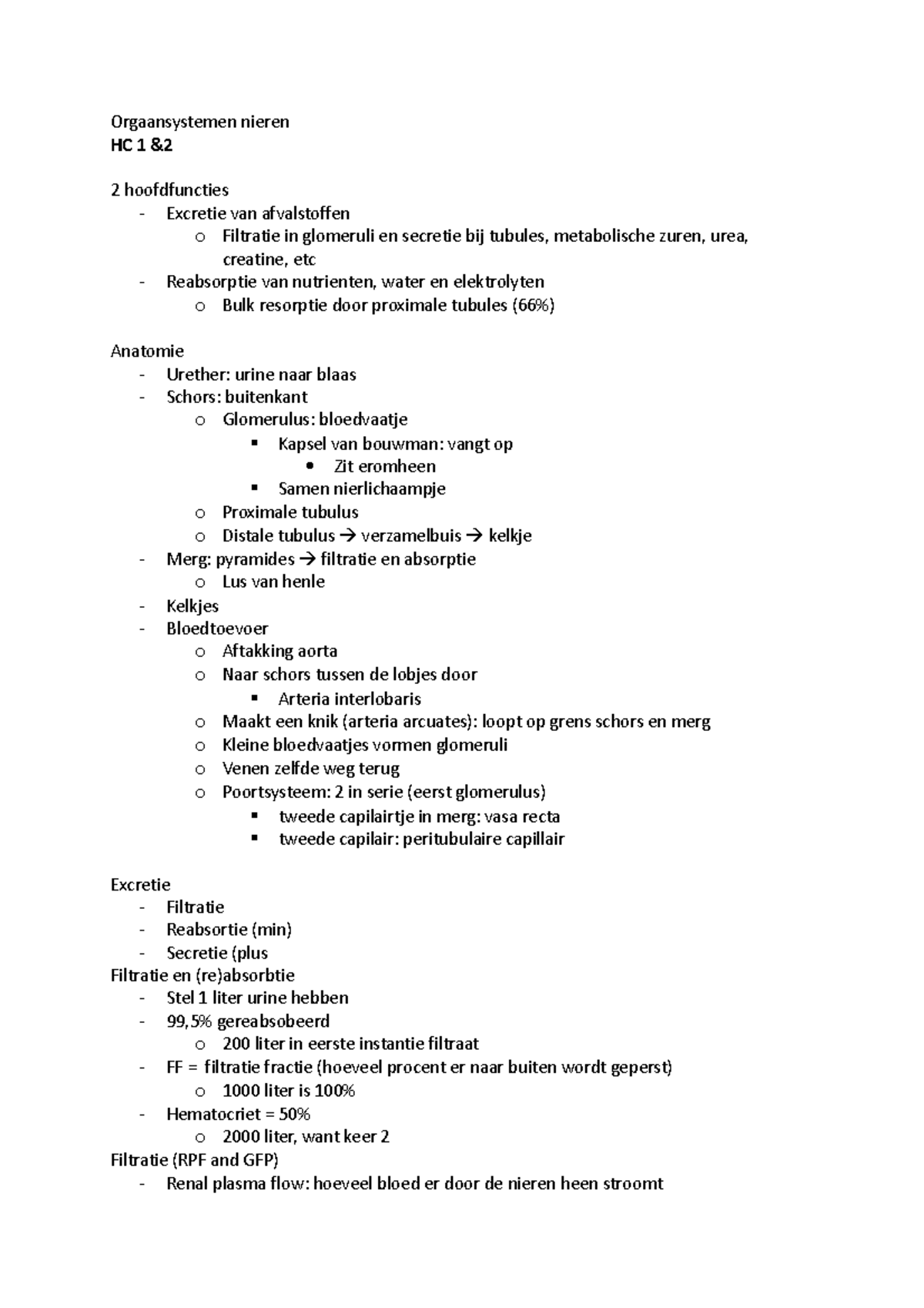 Orgaansystemen Nieren: Functies, Anatomie en Filtratieprocessen ...
