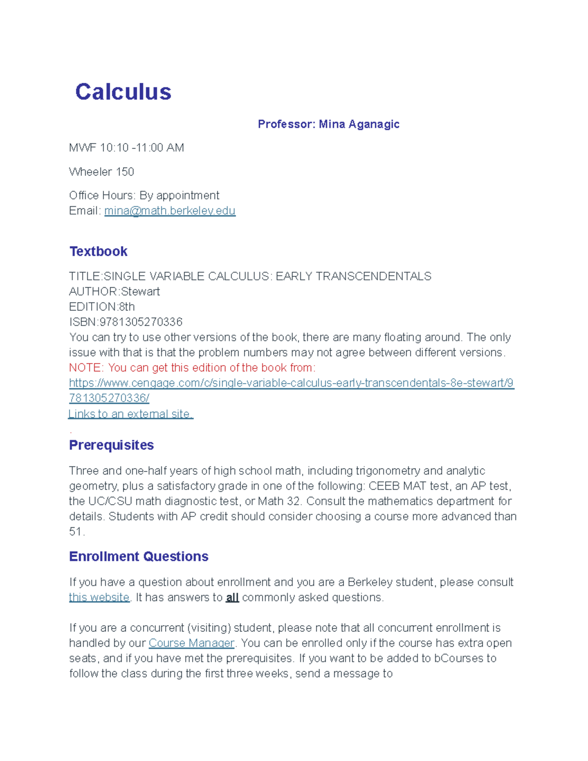 Math 51 Syllabus: Single Variable Calculus Overview and Policies - Studocu