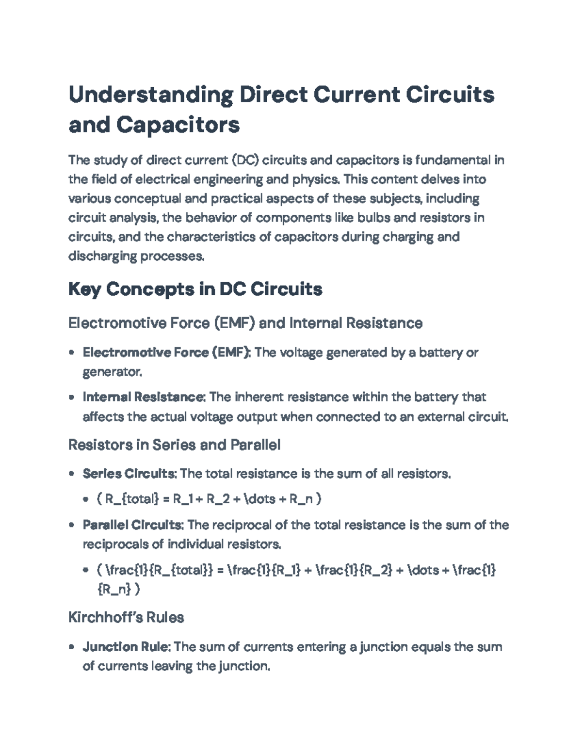 Understanding DC Circuits & Capacitors (Physics 101): Key Concepts ...
