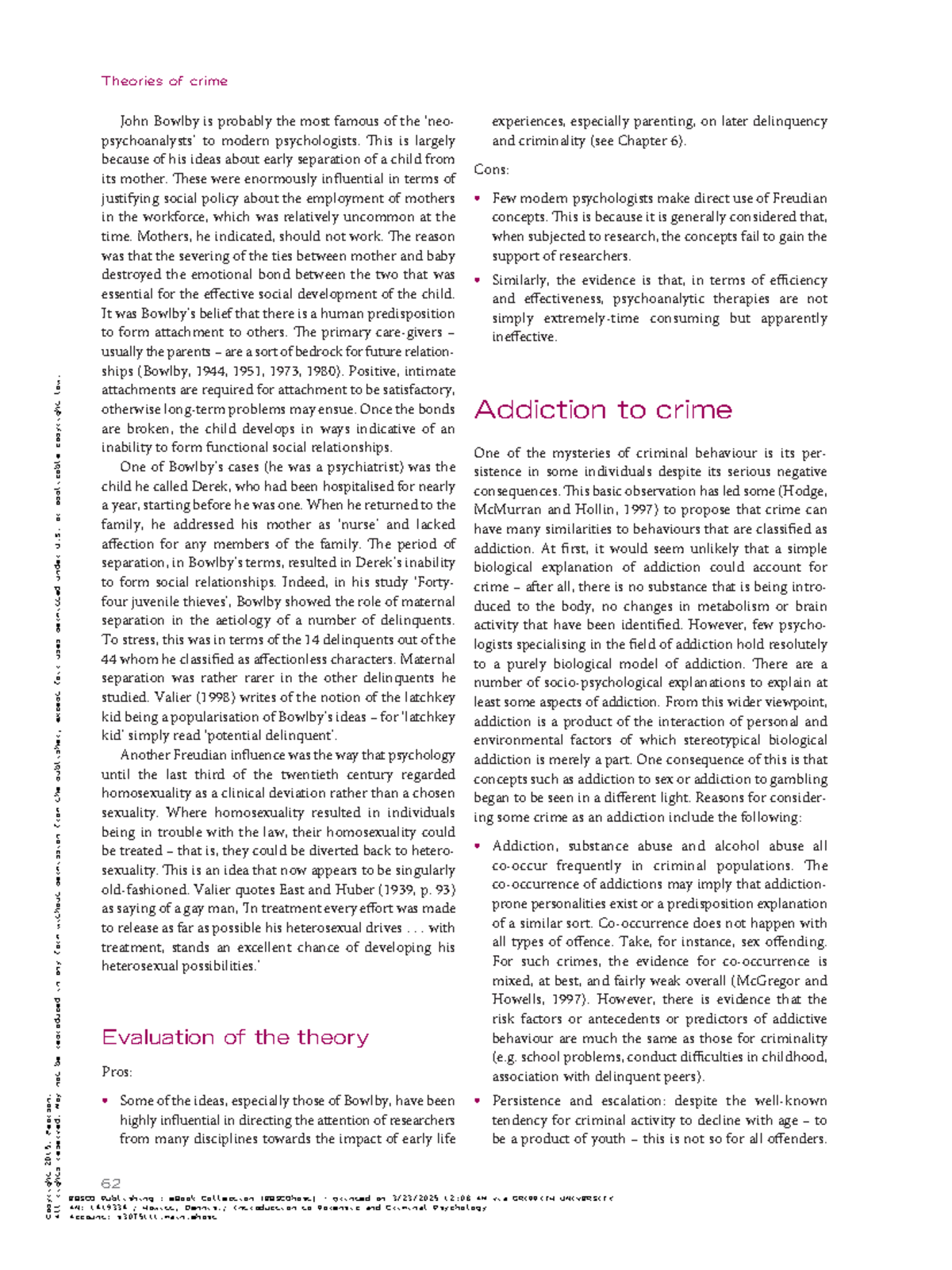 Addiction and Crime: Behavioral Patterns and Cognitive Models (M05 ...