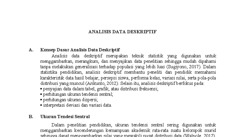 Analisis Deskriptif Data dalam Statistika Pendidikan - Studocu