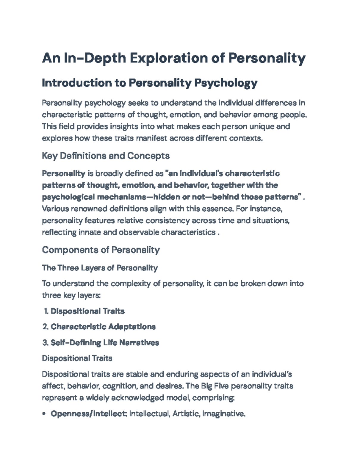 Personality Psychology Course Overview and Learning Objectives - An In ...