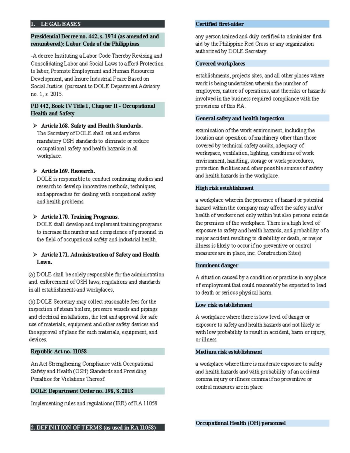 COSH - Comprehensive Overview of Occupational Health & Safety Standards ...