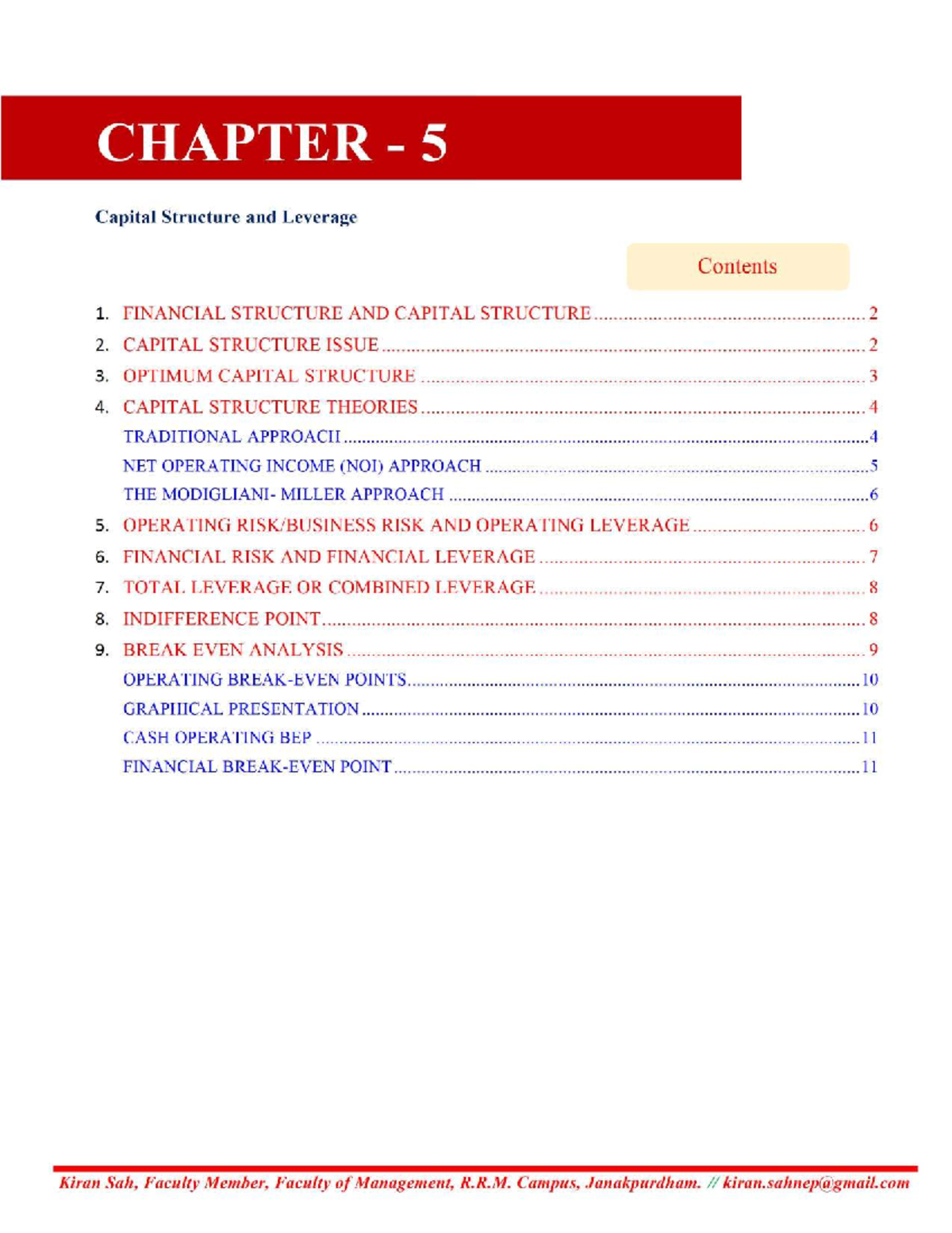 CHAPTER 5: Capital Structure & Leverage Analysis in Finance - Studocu