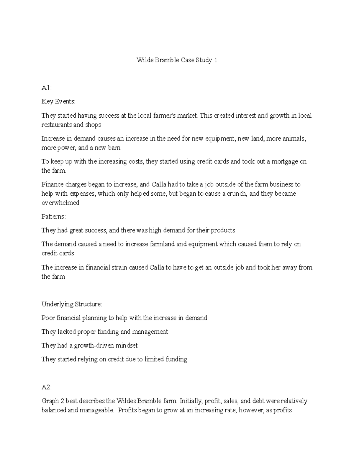 Wilde Bramble Case Study AAN1: Key Events and Financial Strain Analysis ...