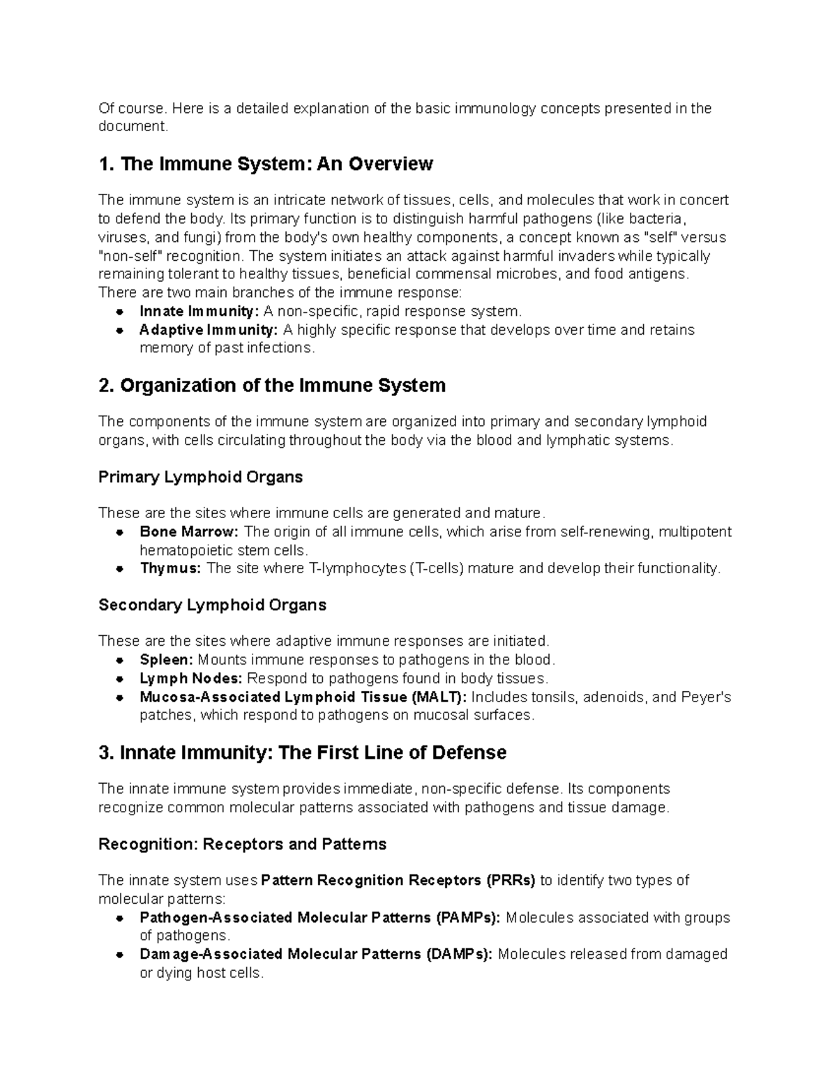 Immunology Concepts Overview - Explain - Immunology - Studocu