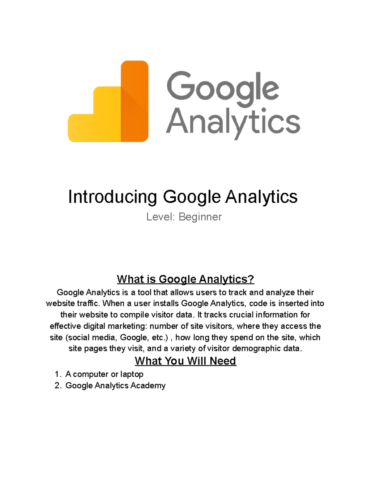 Beg- (Virtual) Introducing Google Analytics - Introducing Google ...