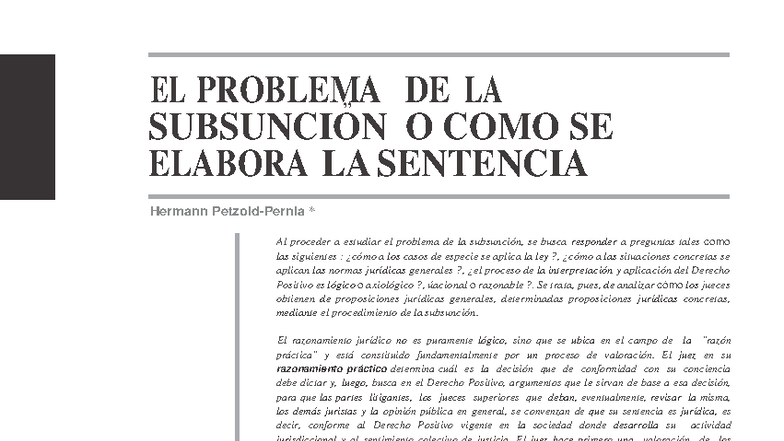 EL PROBLEMA DE LA SUBSUNCIÓN Y SU ELABORACIÓN EN SENTENCIAS - Studocu