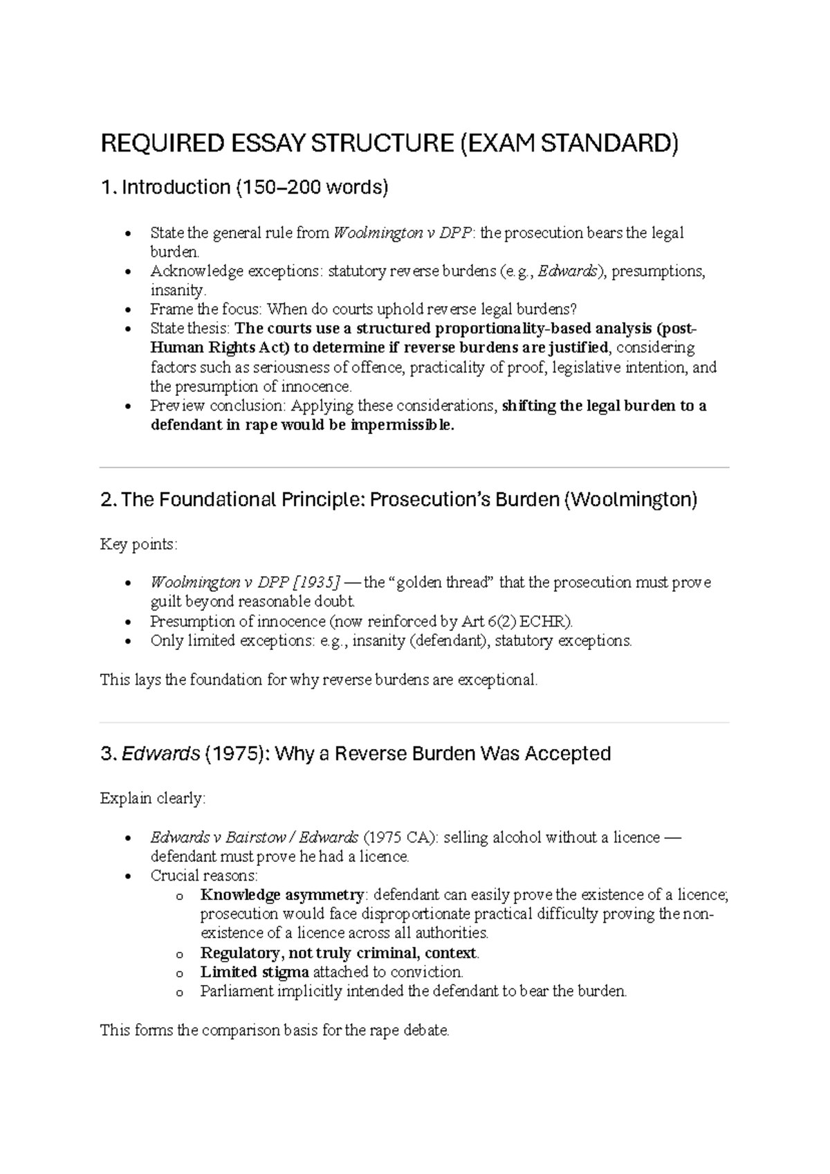 REQUIRED ESSAY STRUCTURE: REVERSE BURDENS IN RAPE CASES (UKT) - Studocu