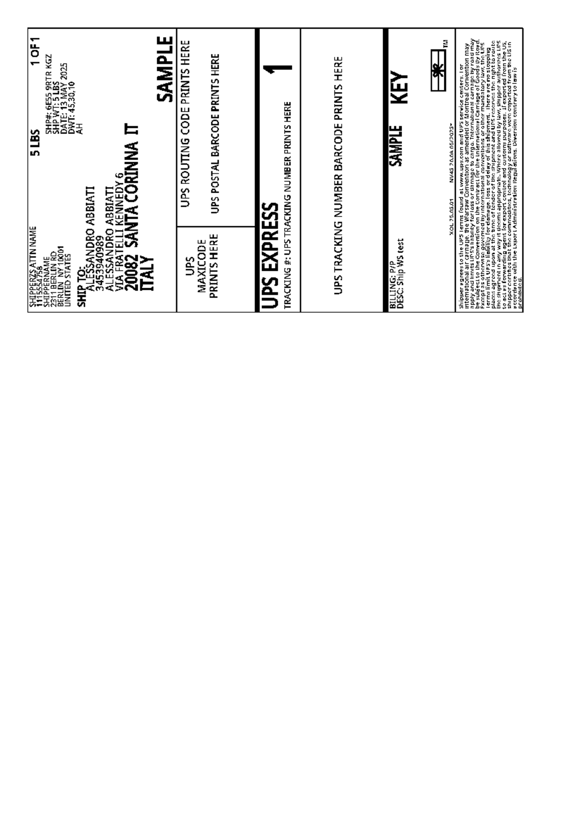 UPS Shipping Label - Sample Test Document 5 LBS 1 OF 1 - Studocu