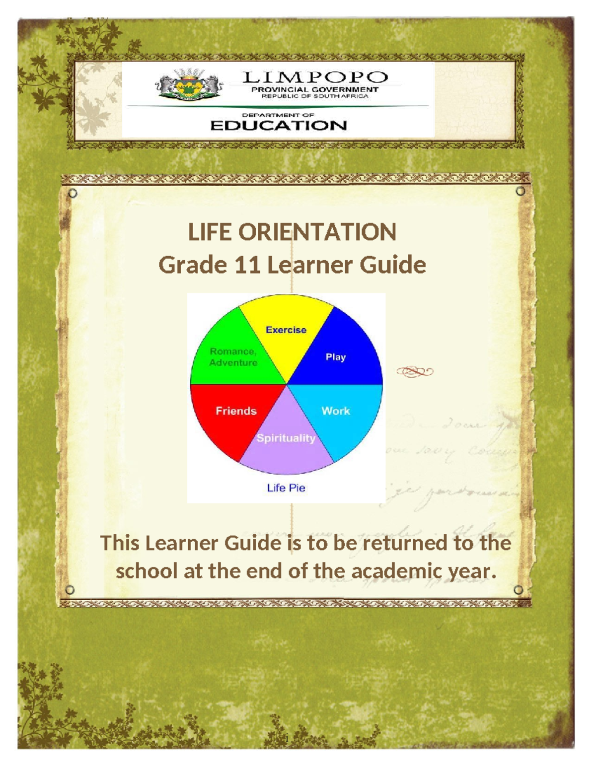 CAPS Grade 11 Life Orientation Self Study Notes and Guide - Studocu