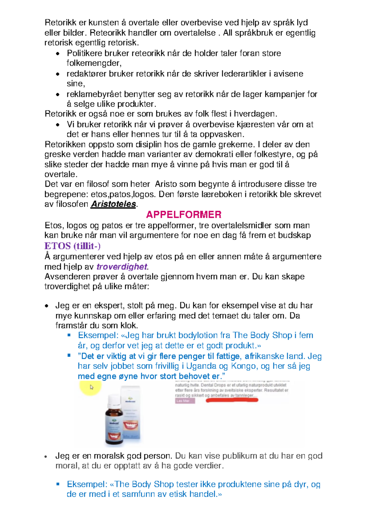 Retorikk og Appelformer: VG1 VG3 Norsk Notater - Studocu