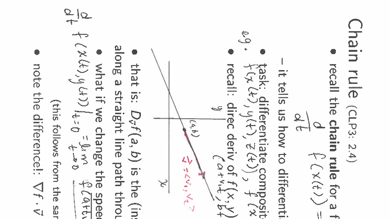Chain Rule and Directional Derivatives (CLP3: 2.4) Lecture Notes - Studocu