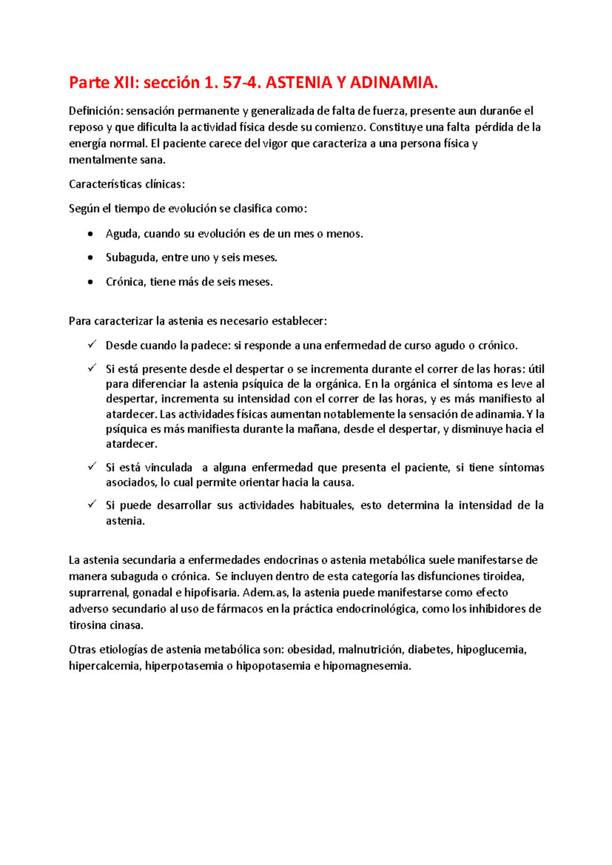 57-4. Astenia y Adinamia: Definición, Características y Causas - Studocu