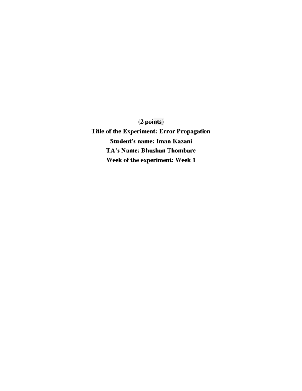 ASU Physics 113 M1 - Lab Report on Error Propagation in Measurements ...