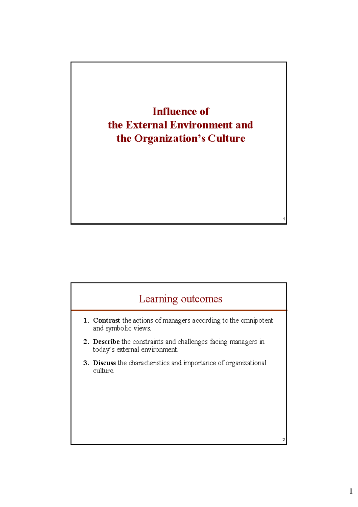 Chapter 3 - Influence of External Environment & Culture - Studocu