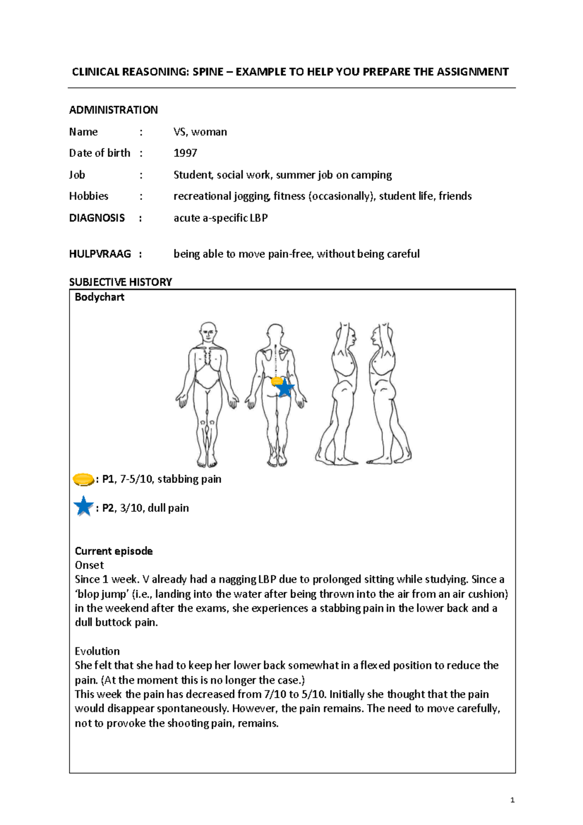 Clinical Reasoning for Spine Issues: Assignment Example - LBP Case ...