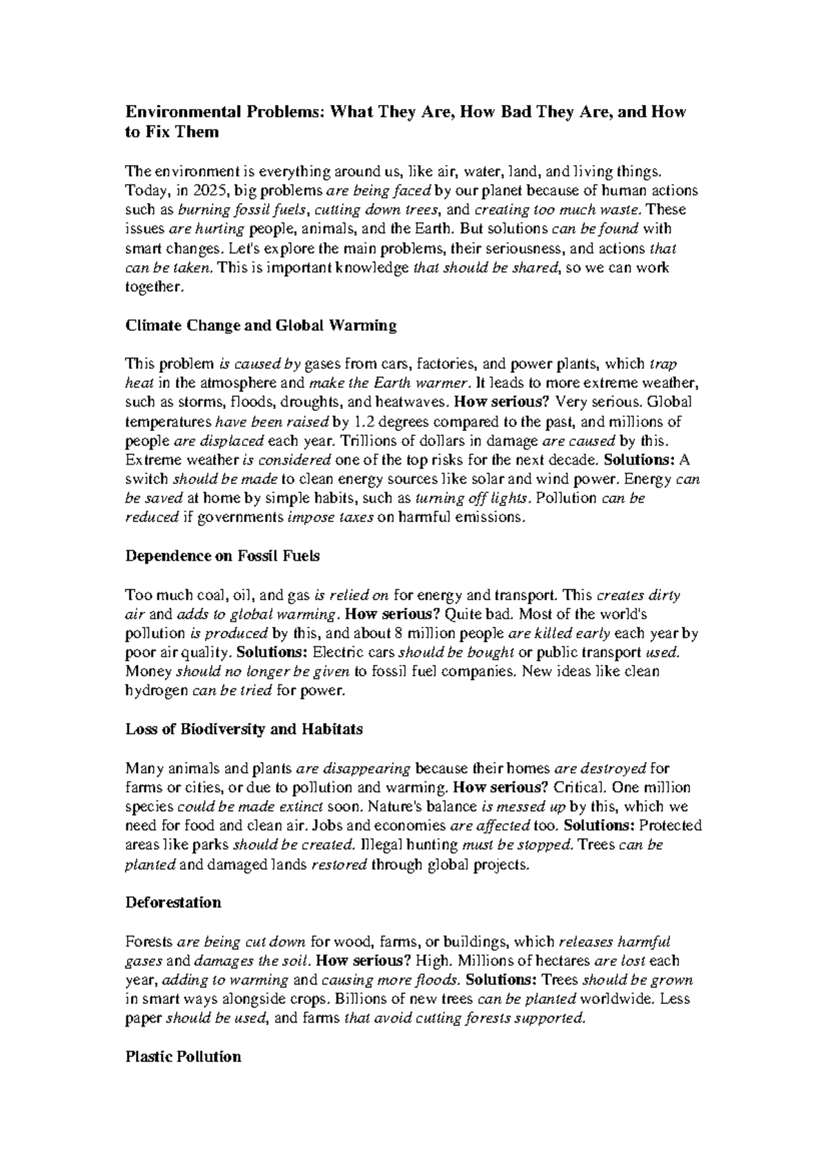 Environmental Problems (2025): Causes, Impacts, and Solutions - Studocu