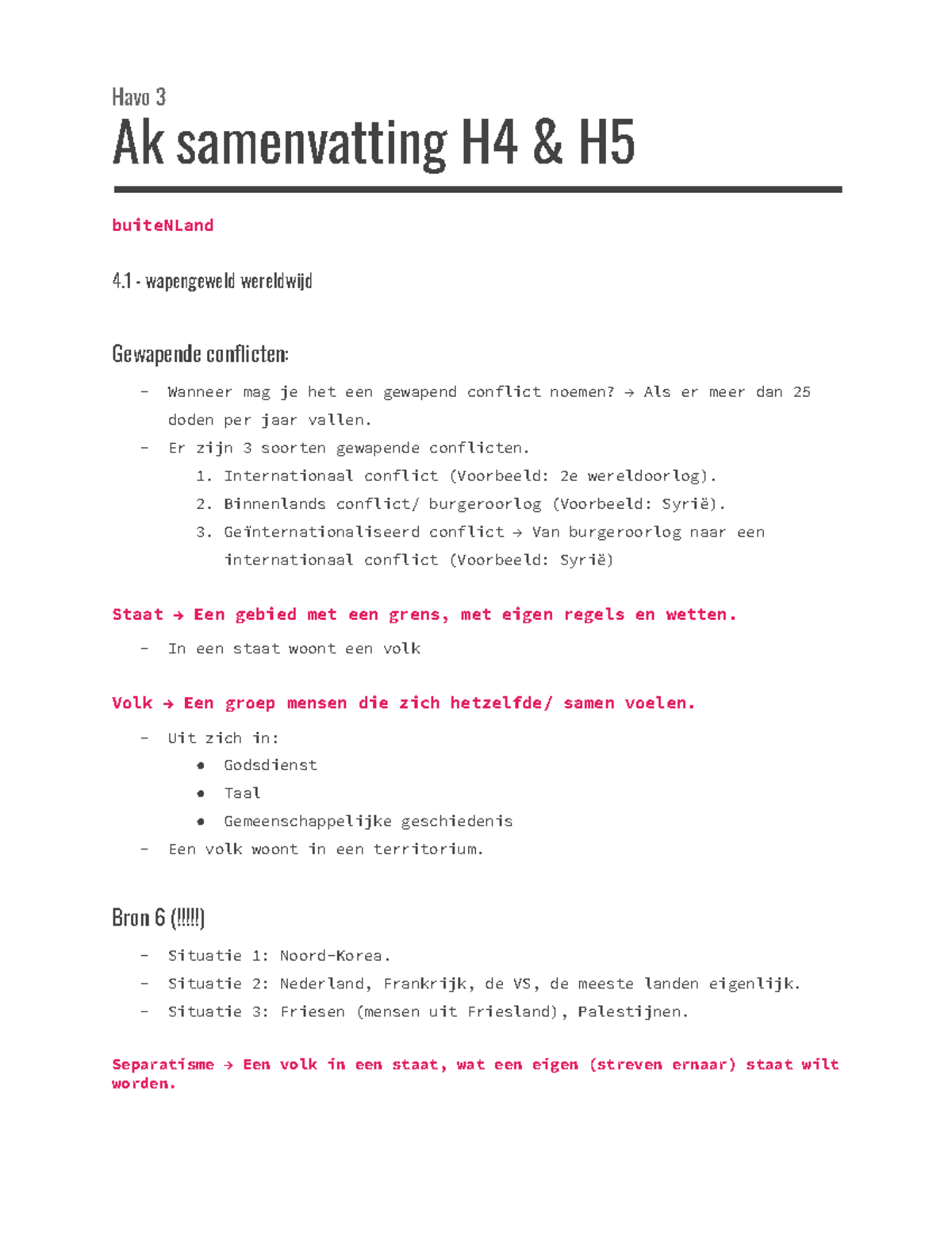 BuiteNLand Samenvatting H4 & H5 - Havo 3 - Studeersnel