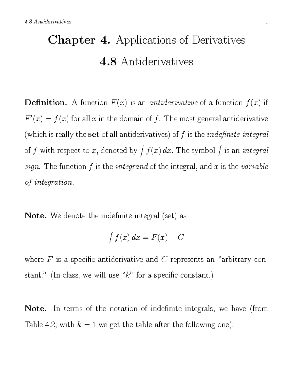 MATH 101 Final Exam Notes: Antiderivatives & Applications - Studocu