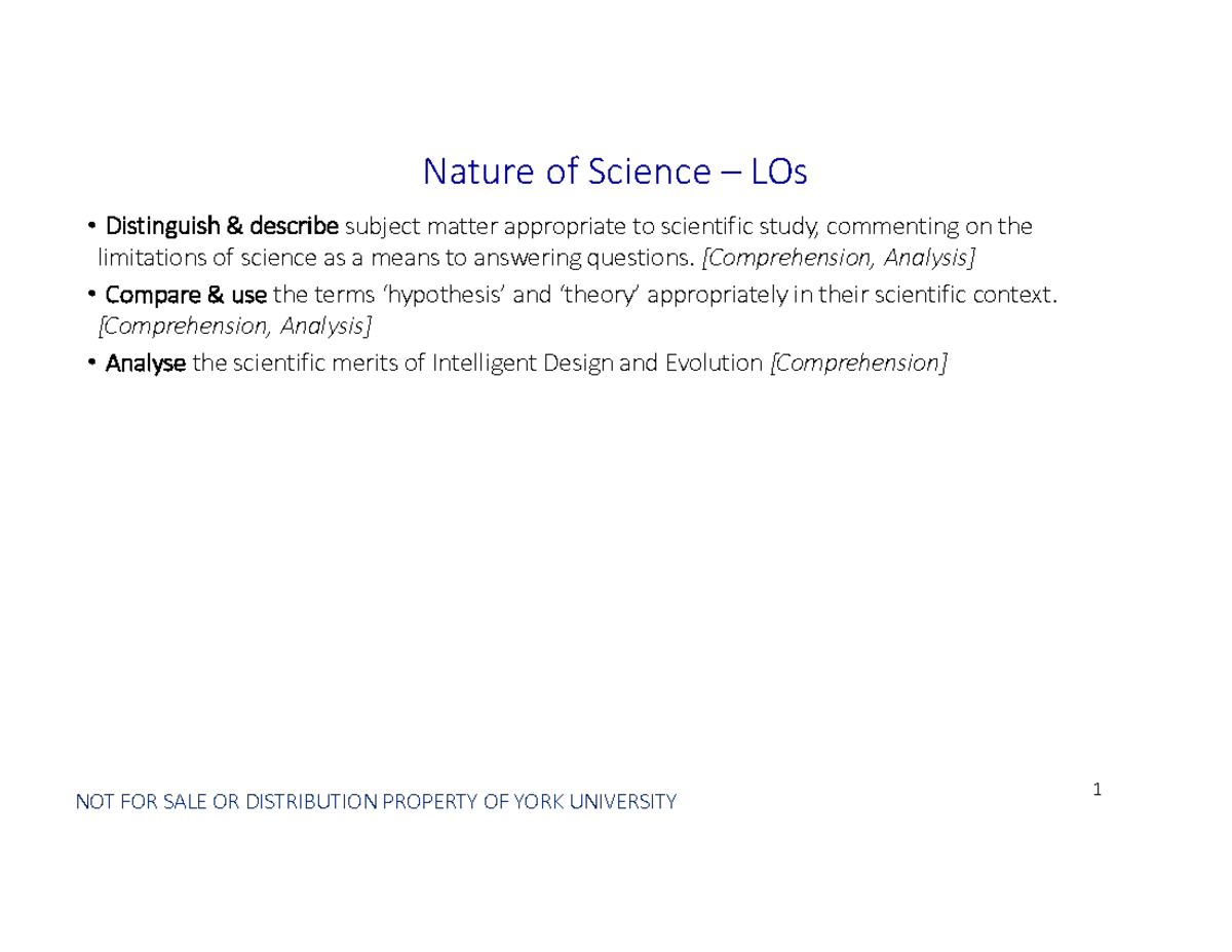 4.5 BIOL1001 W2025 Nature of Science (Theories Principles of Science ...