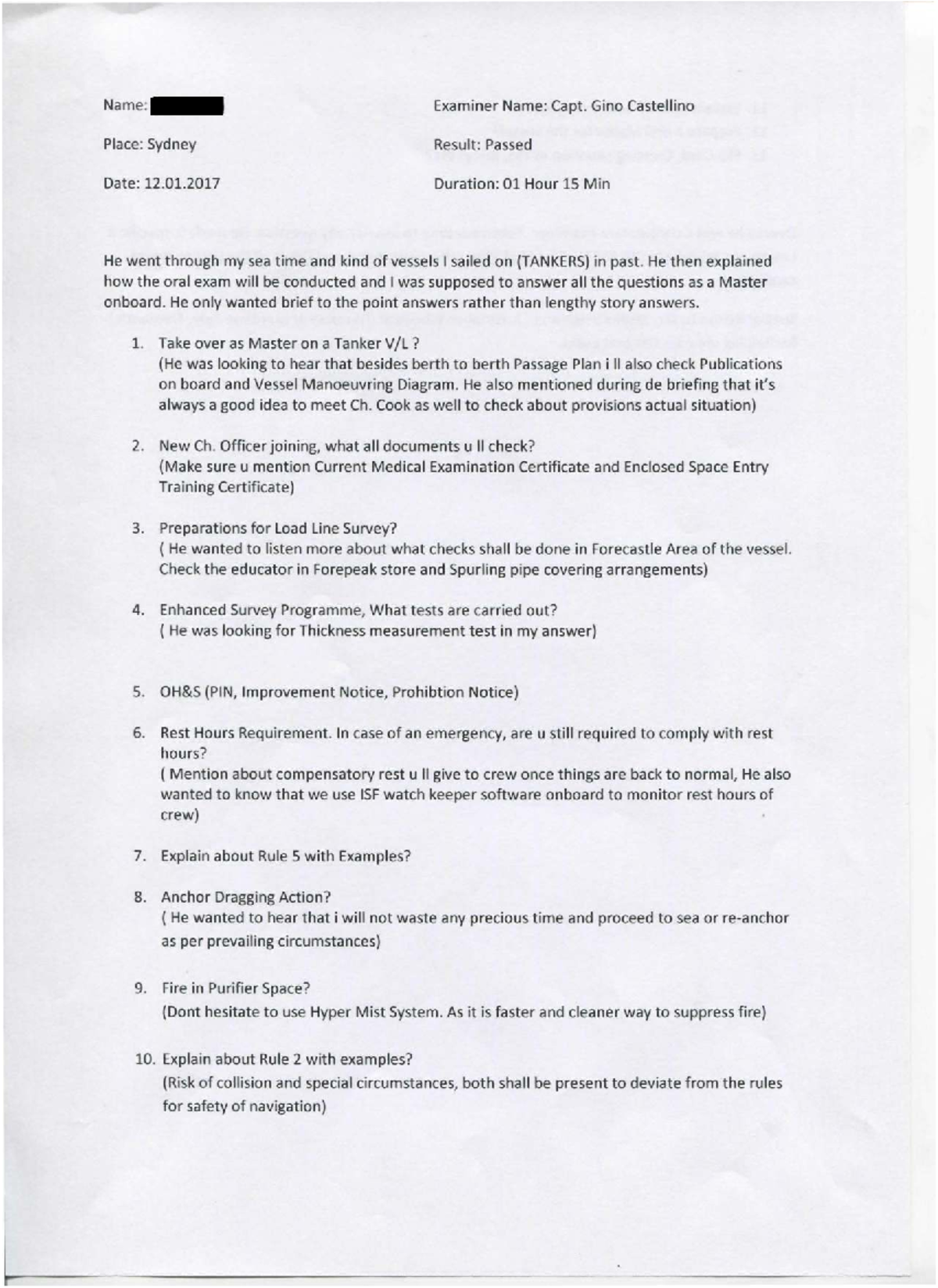 2017 Cpt - Oral Exam Insights for Tanker Masters - Studocu