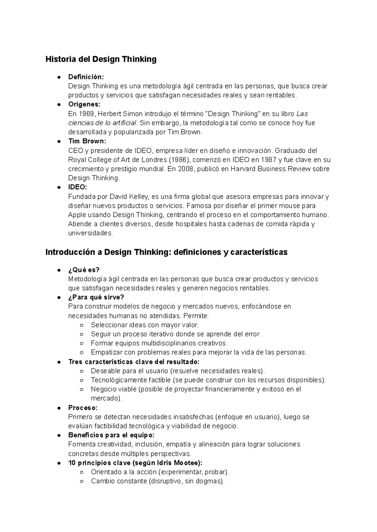 Resumen de Design Thinking: Metodología y Principios Clave - Studocu