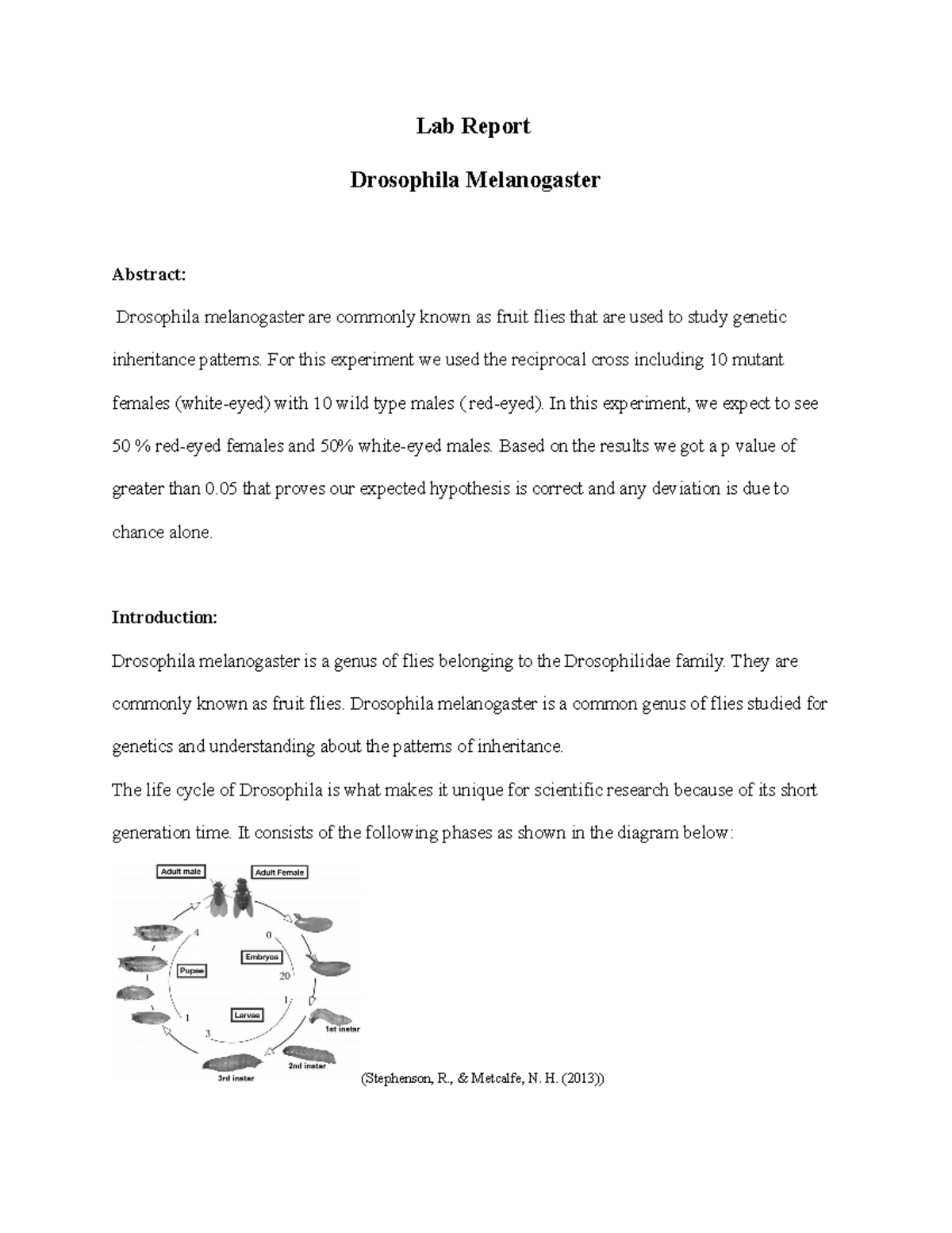 Lab Report: Genetics of Drosophila Melanogaster - Final Exam - Studocu