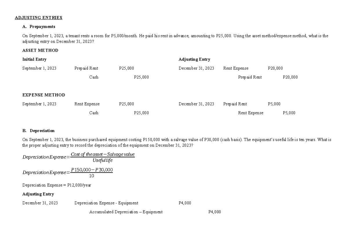 Adjusting Entries: Examples & Methods for Accounting Principles - Studocu