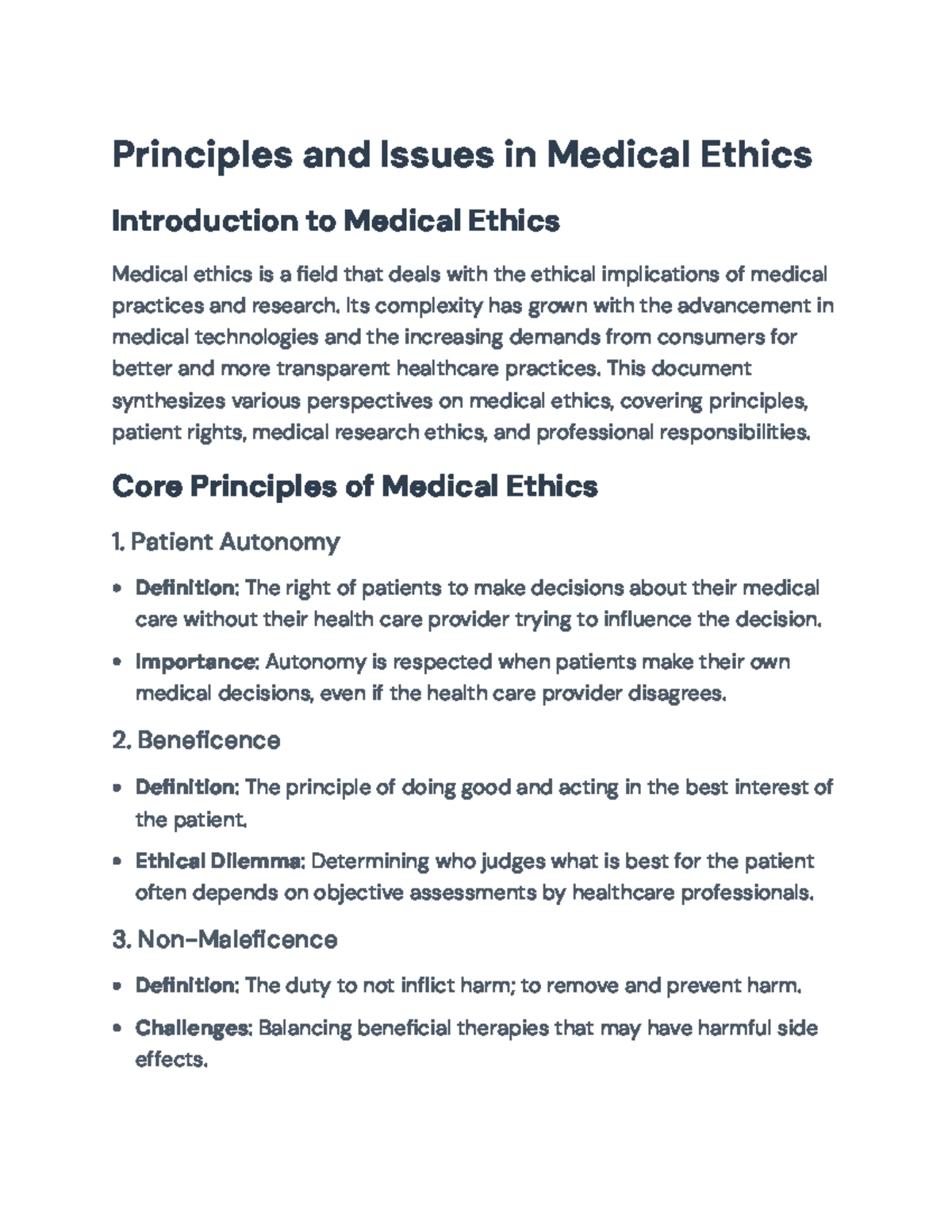 Medical Ethics: Principles, Patient Rights, and Research Ethics ...