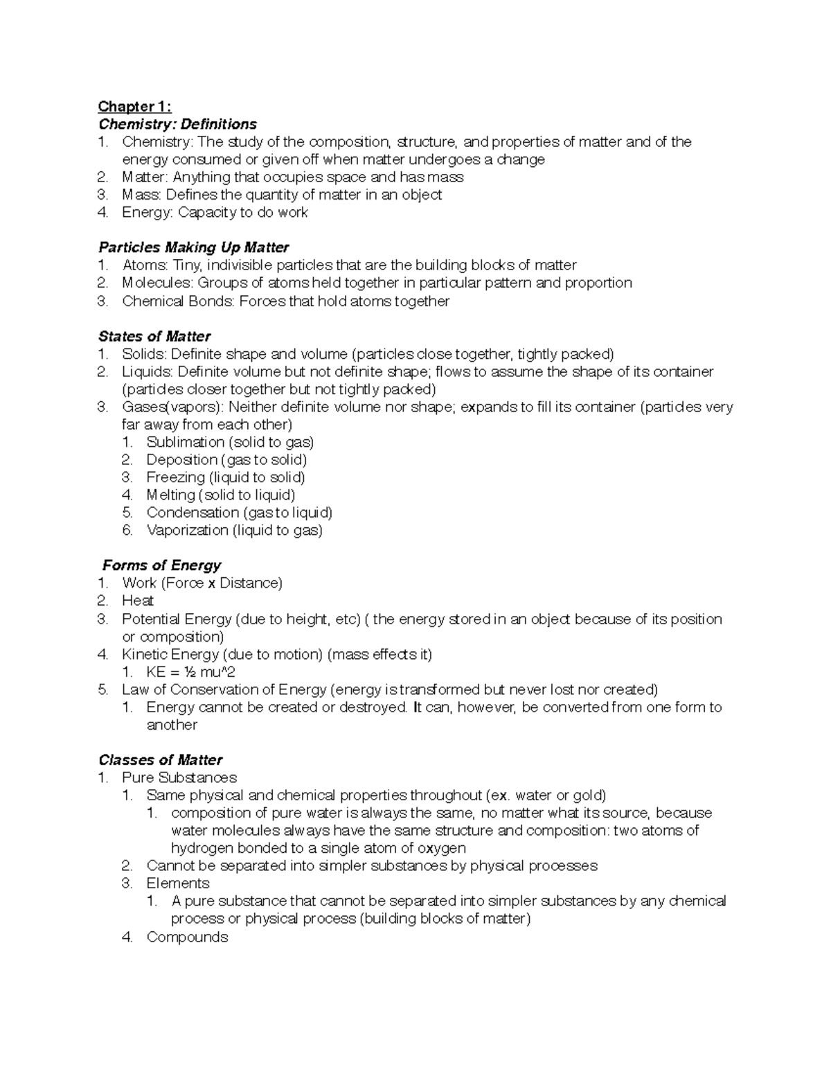 Chem 1 - Chapter 1 & 2 Summary: Foundations of General Chemistry - Studocu