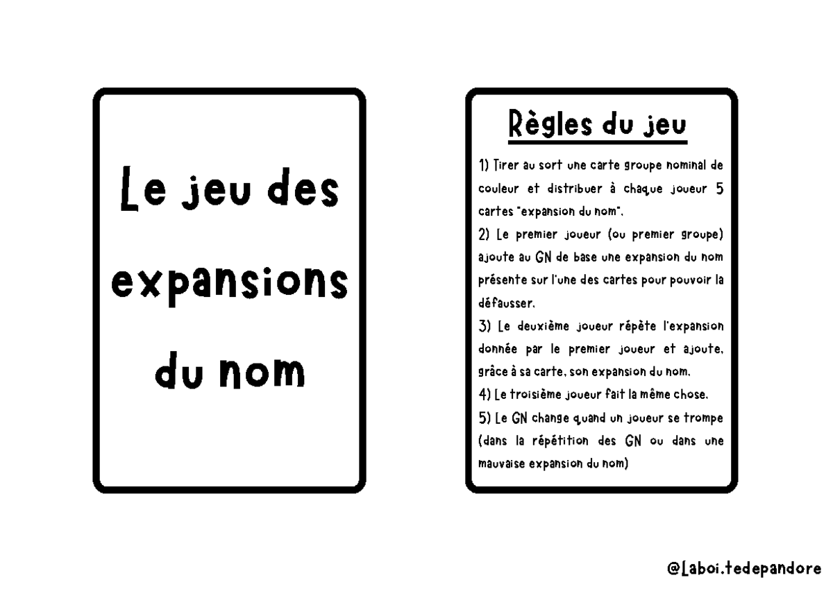 Jeu des expansions du nom - Règles et exemples détaillés - Studocu