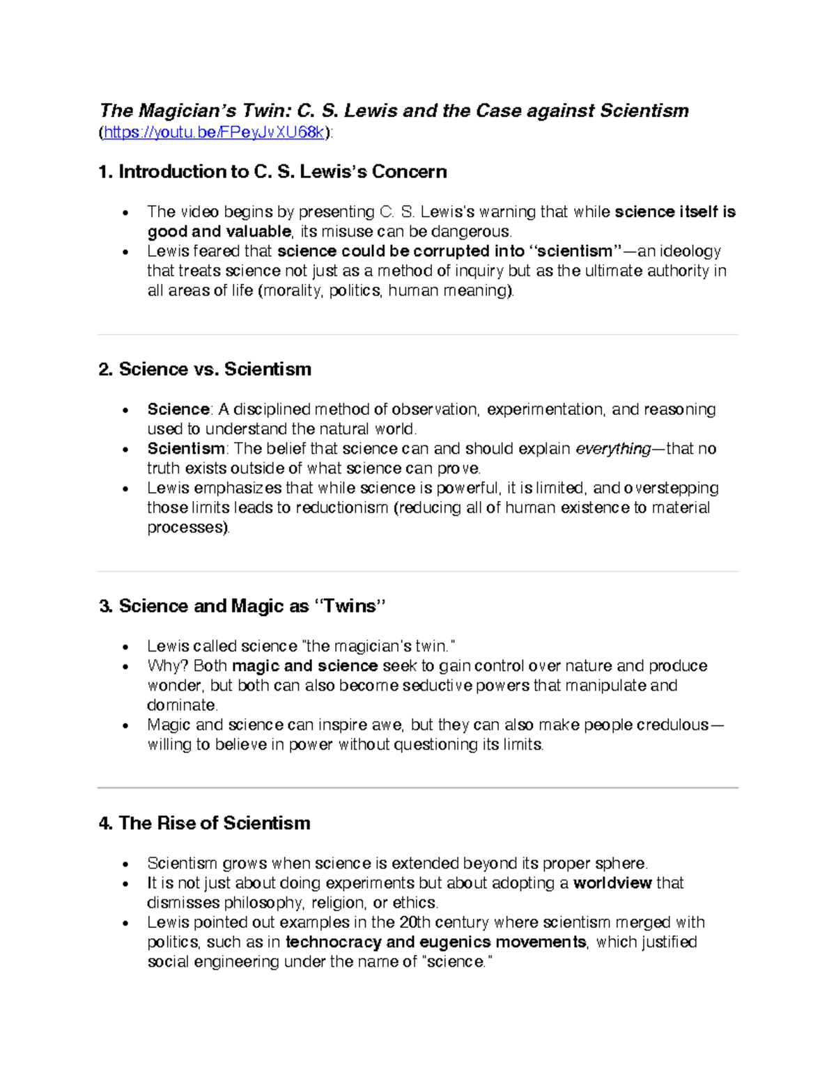 CS 101: C. S. Lewis on Scientism and Its Dangers - Studocu