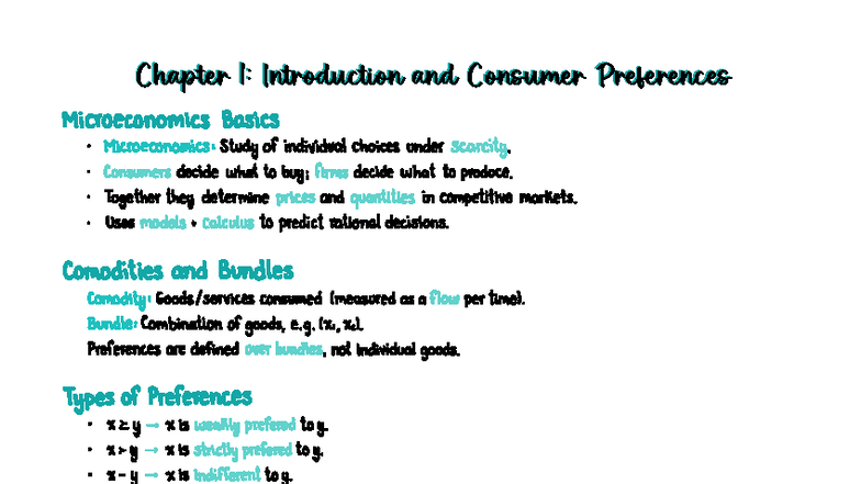 ECON 100A Chapter 1: Intro to Consumer Preferences and Choices - Studocu