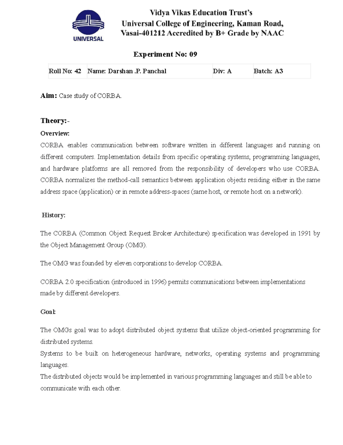 Darshan Panchal - Exp 9 - 42 (DC) - Experiment No: 09 Roll No: 42 Name ...